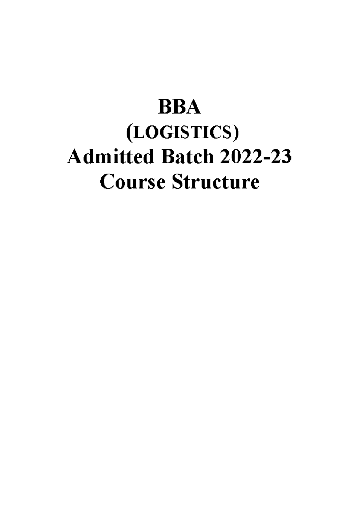 BOS 2022-23 BBA Logistics - BBA (LOGISTICS) Admitted Batch 2022- Course ...