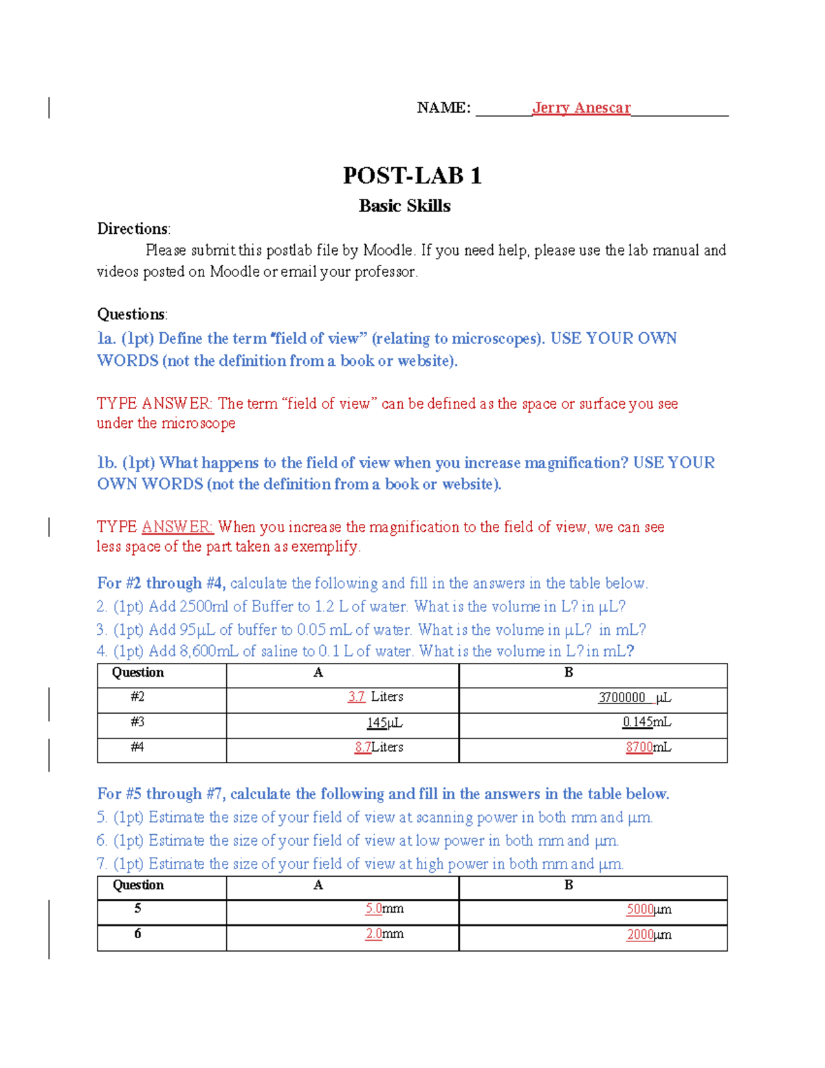 1-Postlab 1-F21 - Pre-lab - NAME: Jerry Anescar_____ POST-LAB 1 Basic ...