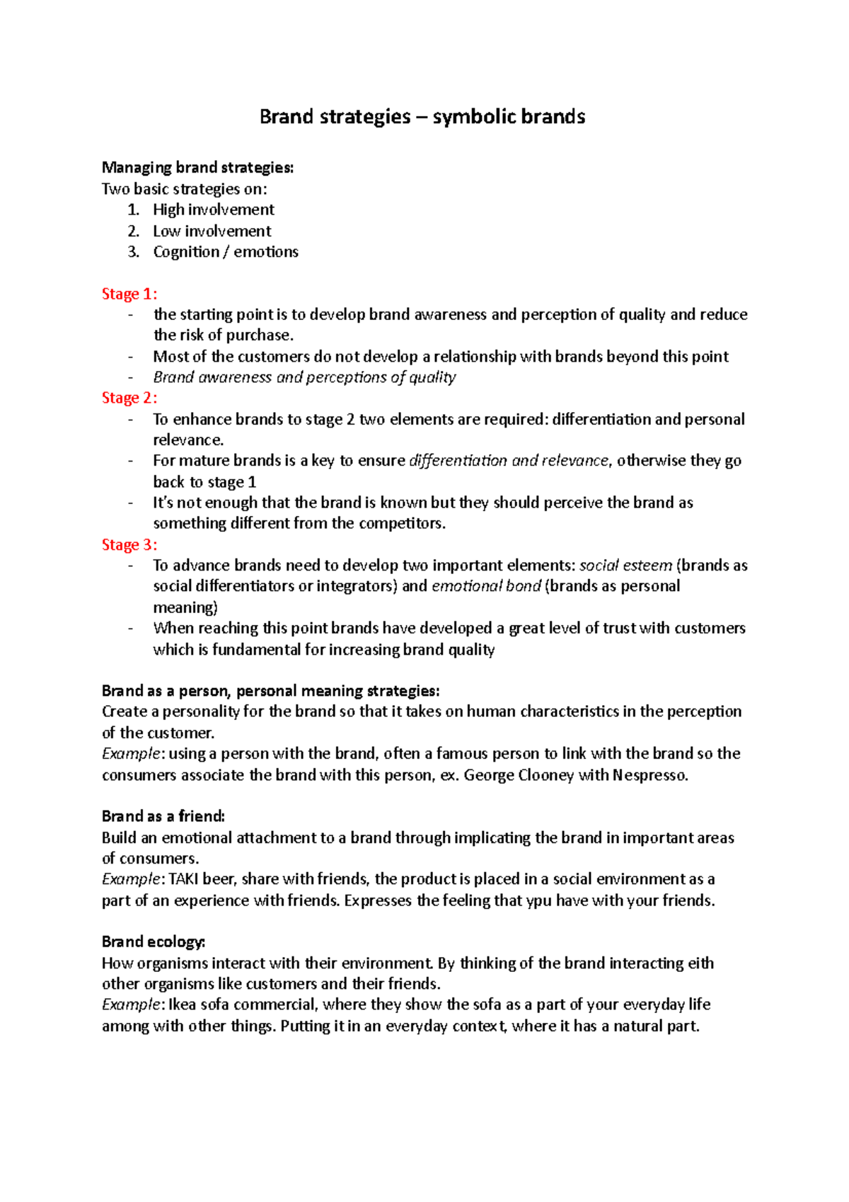Brand strategies - High involvement 2. Low involvement 3. Cognition ...