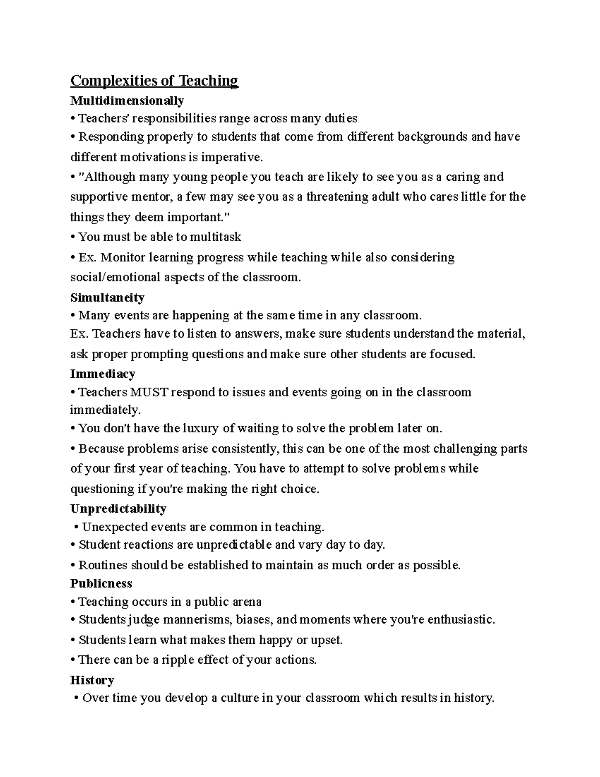 Complexities of Teaching - Complexities of Teaching Multidimensionally ...