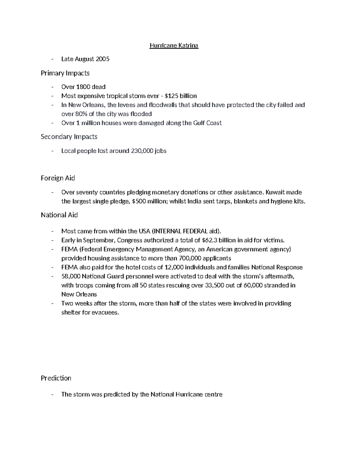 Hurricane Katrina - Case Study - Hurricane Katrina - Late August 2005 ...