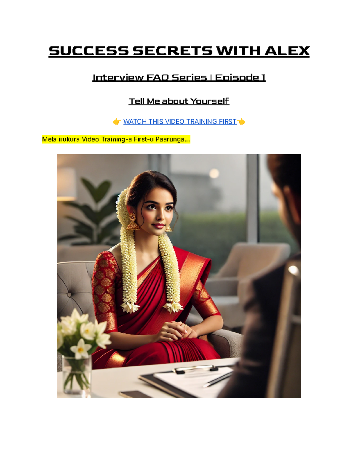 Success Secrets with Alex Interview FAQ Series Episode 1 Tell Me about Yourself - SUCCESS ...