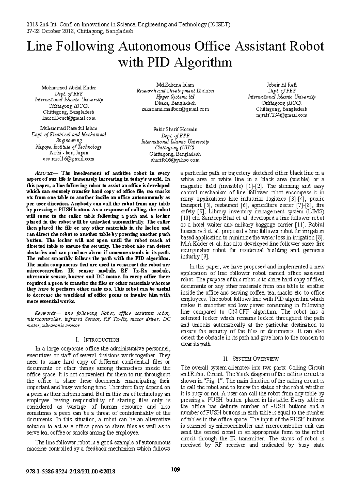Line Follower Robots – Controlling, Working Principle and - 2018 2nd Int. Conf. on Innovations ...