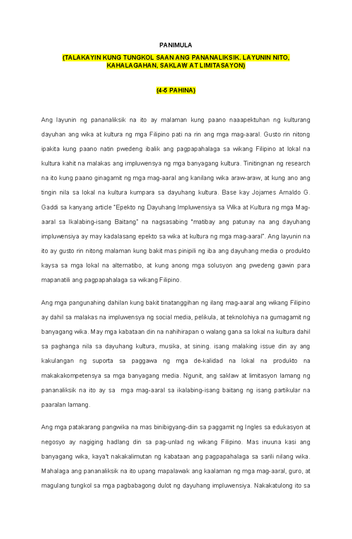 Panimula - fdsfdsfdg - PANIMULA (TALAKAYIN KUNG TUNGKOL SAAN ANG ...