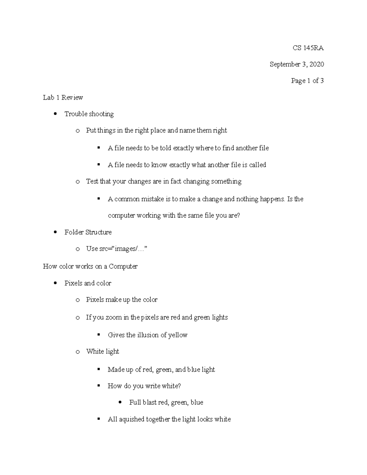 Fall2020-CS 145RA-Lecture 6 - CS 145RA September 3, 2020 Page 1 of 3 ...