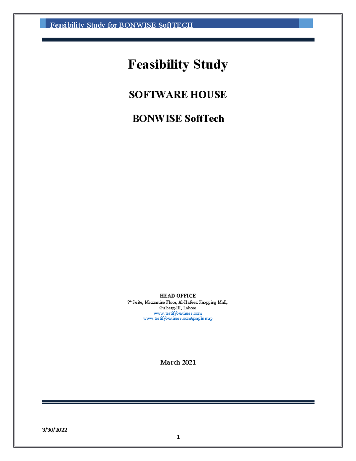 Feasibility Study Software House-Dated-21-03-2021 - Feasibility Study ...