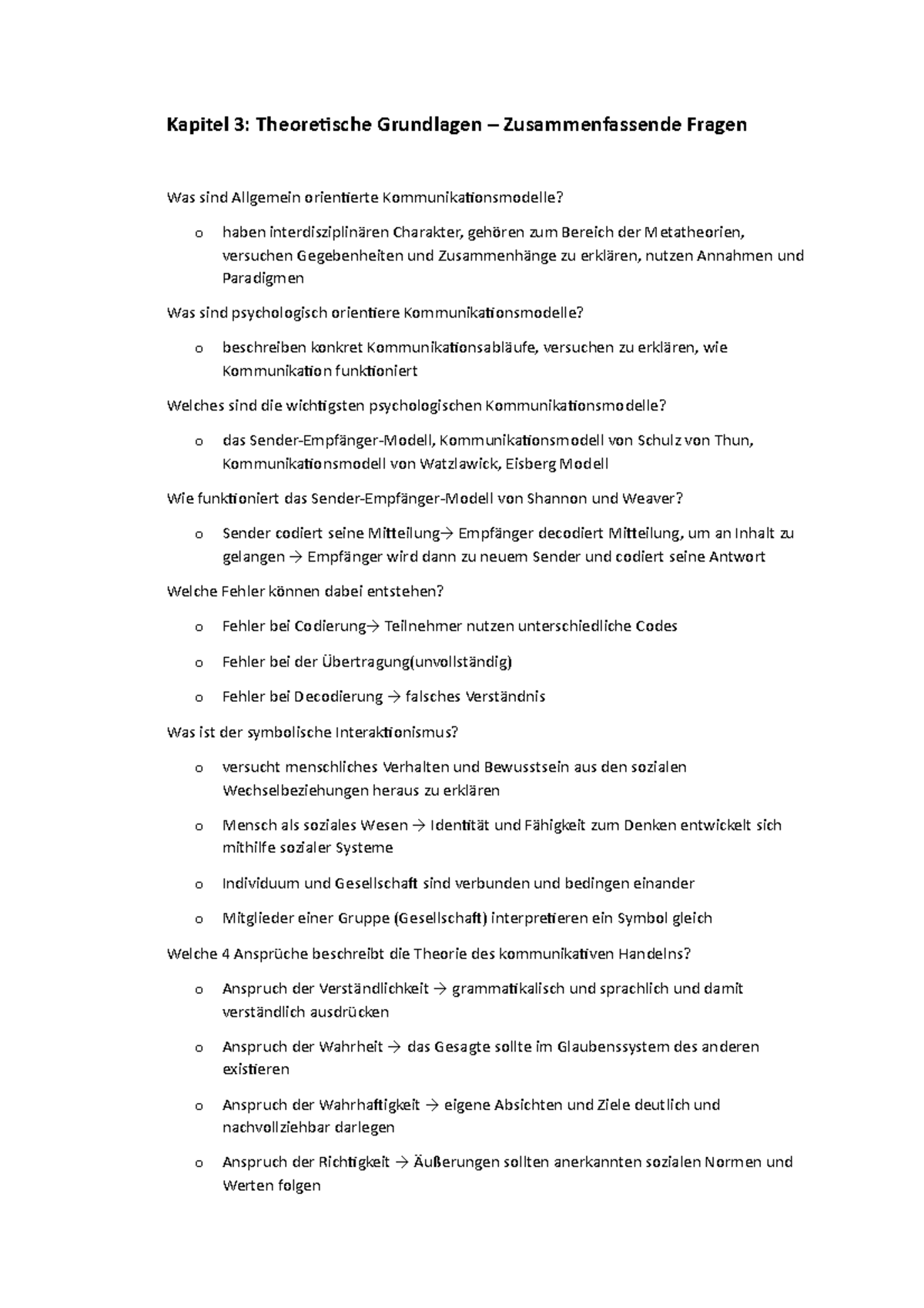 Kapitel 3: Theoretische Grundlagen – Zusammenfassende Fragen - Kapitel ...