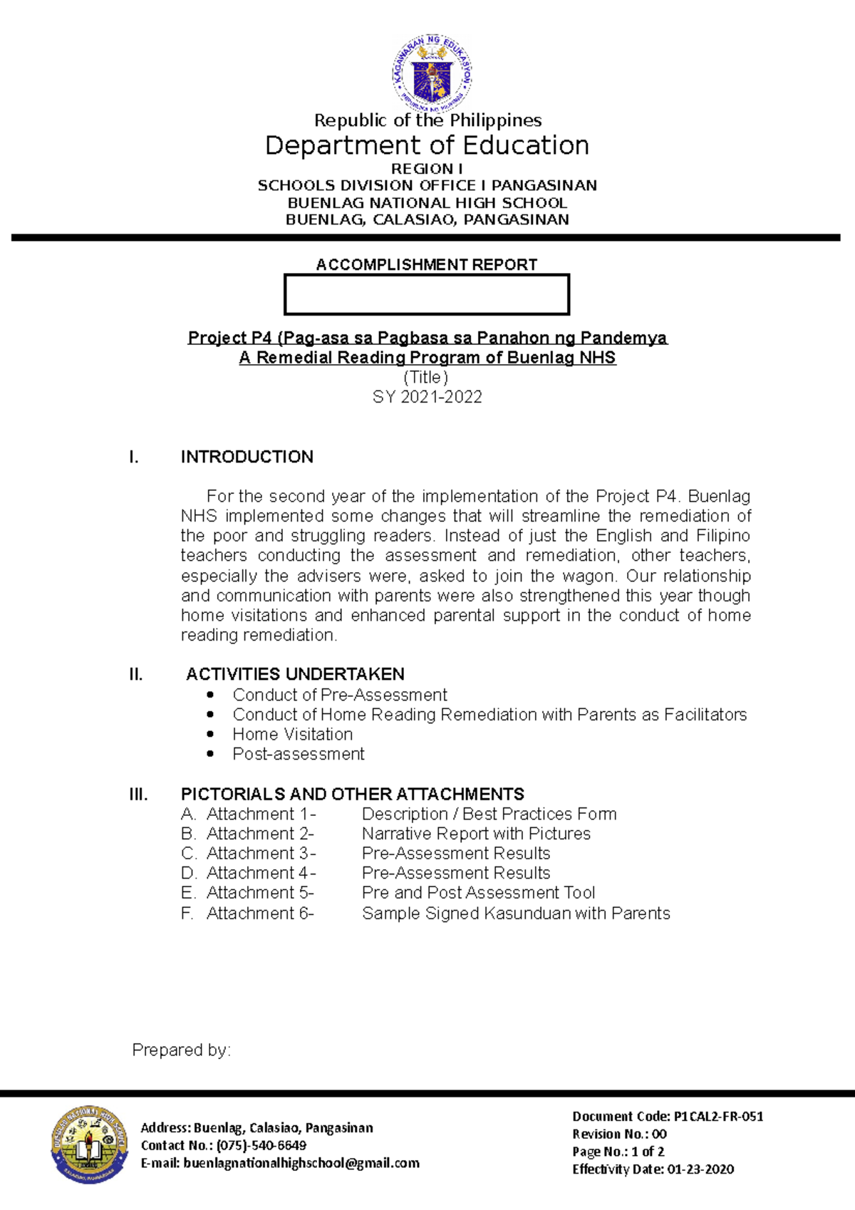 AR Project P4 - Republic of the Philippines Department of Education ...