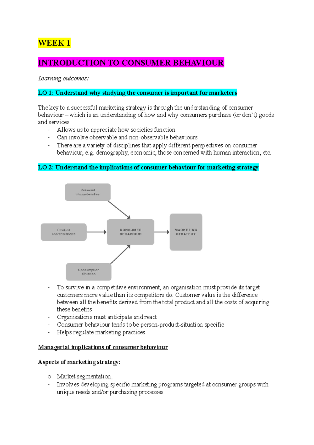 Ch1 - Consumer Introduction - WEEK 1 INTRODUCTION TO CONSUMER BEHAVIOUR ...