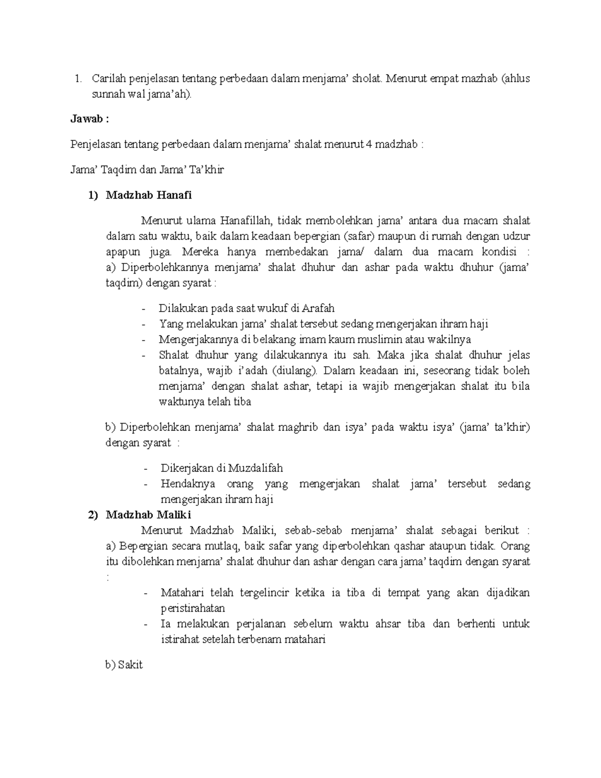 Tugas PAI 7 - Penjelasan tentang perbedaan dalam menjama' sholat ...