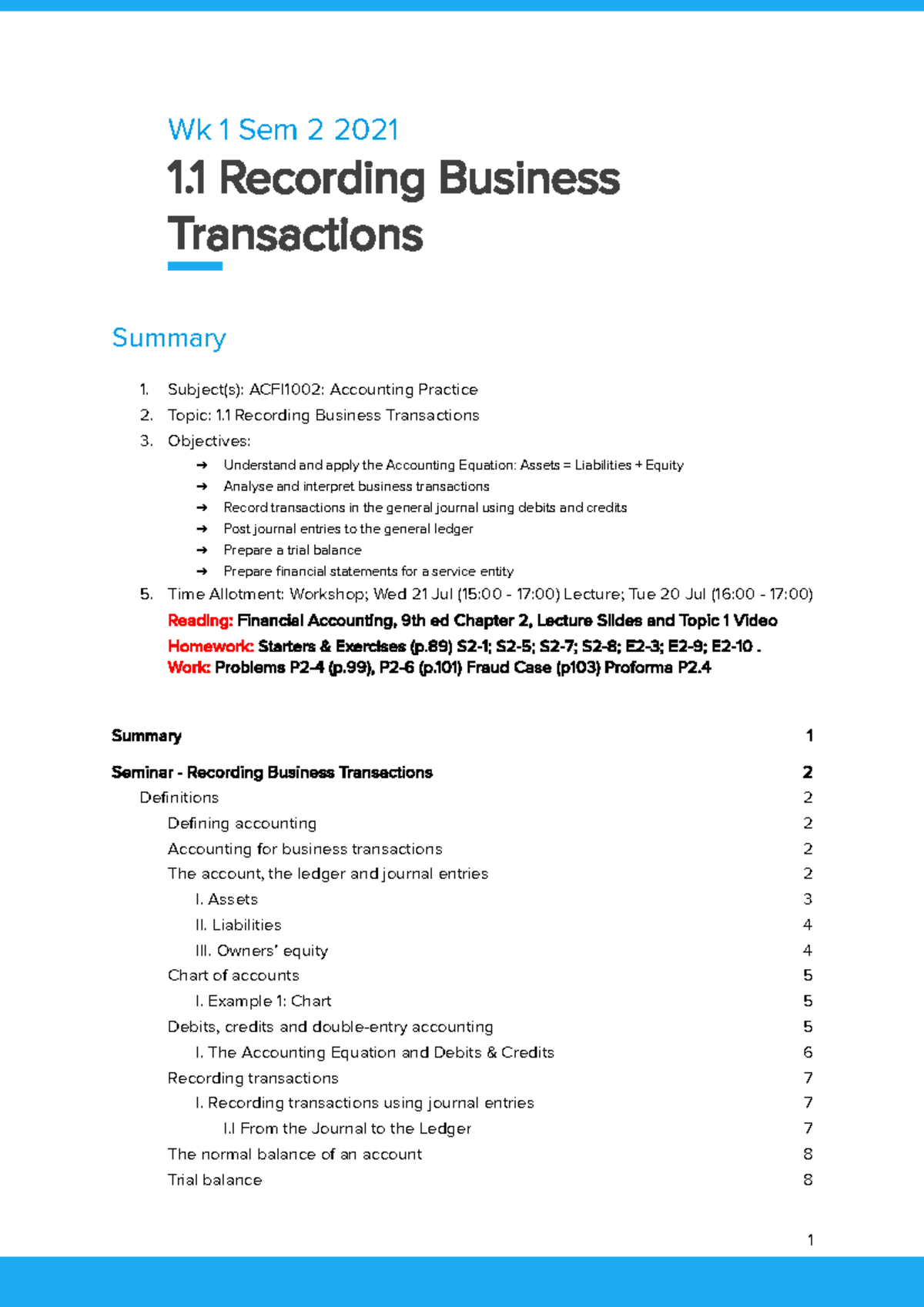 1.1 Recording Business Transactions Recording Business Transactions ...