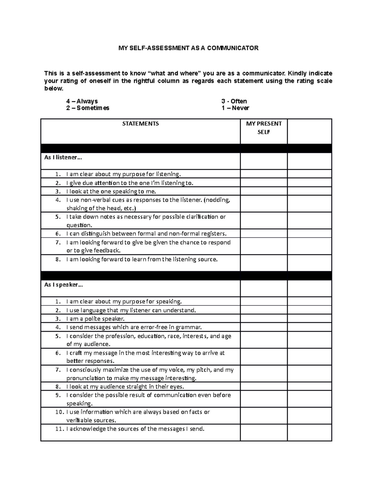 4bb3405c40b9 - Understandable - MY SELF-ASSESSMENT AS A COMMUNICATOR ...