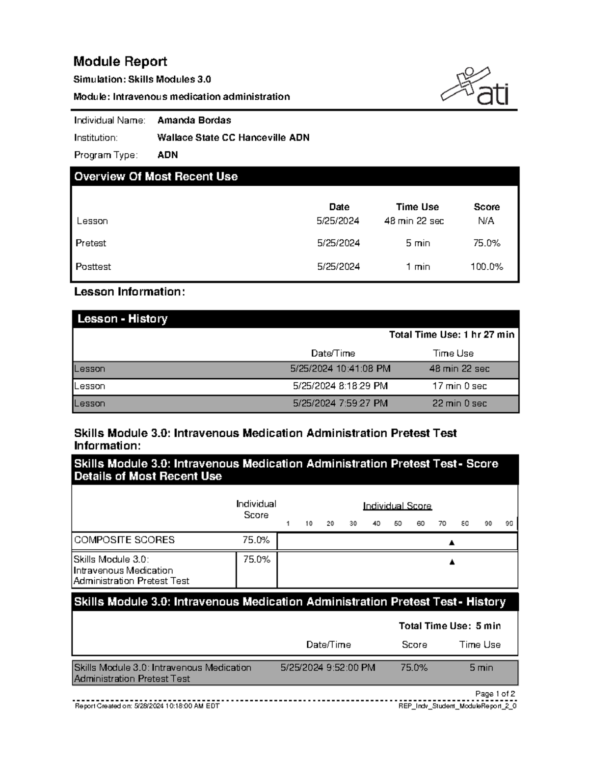 Report IV med admin - Module Report Simulation: Skills Modules 3 ...
