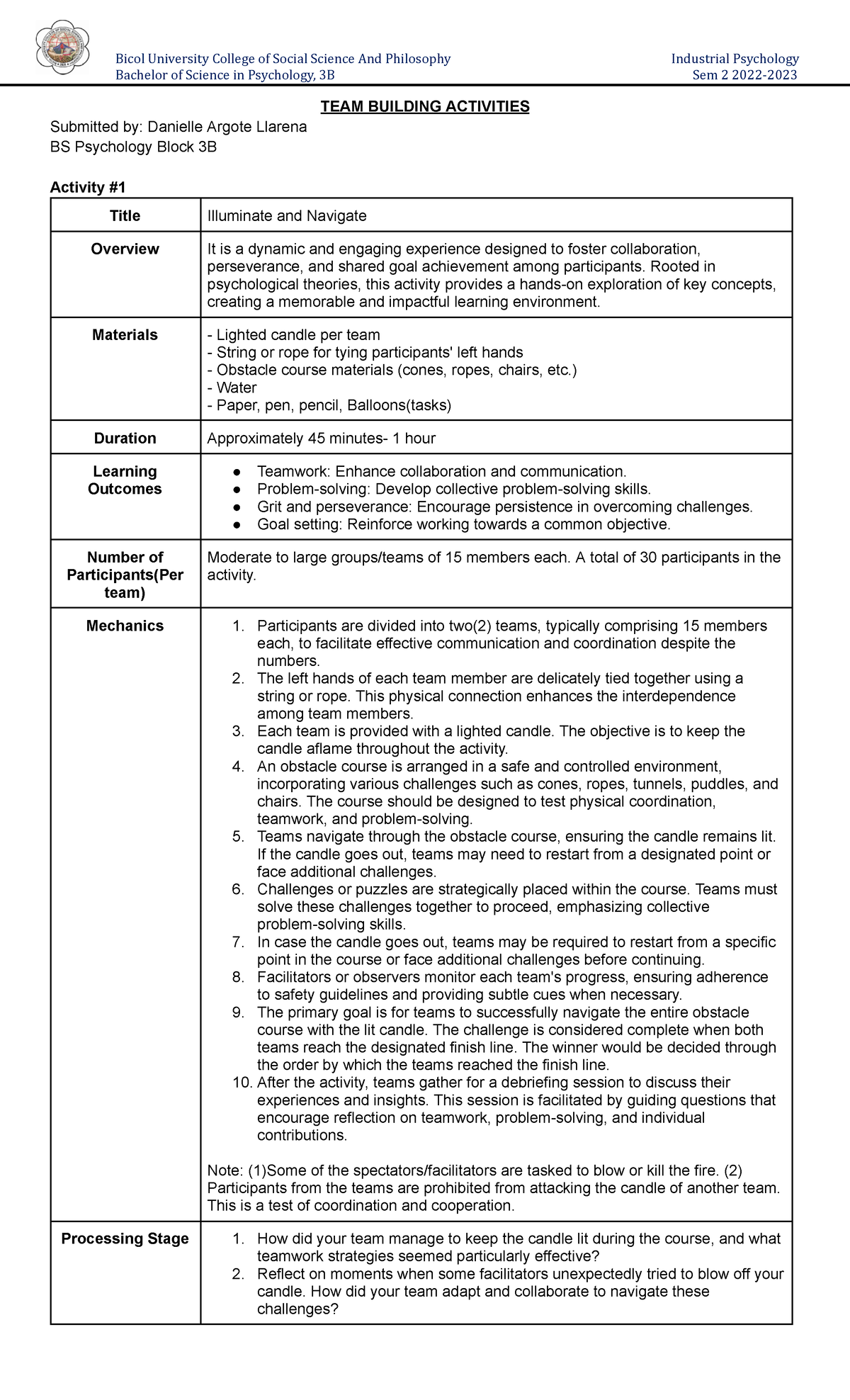 Team Building guidelines - Bicol University College of Social Science ...