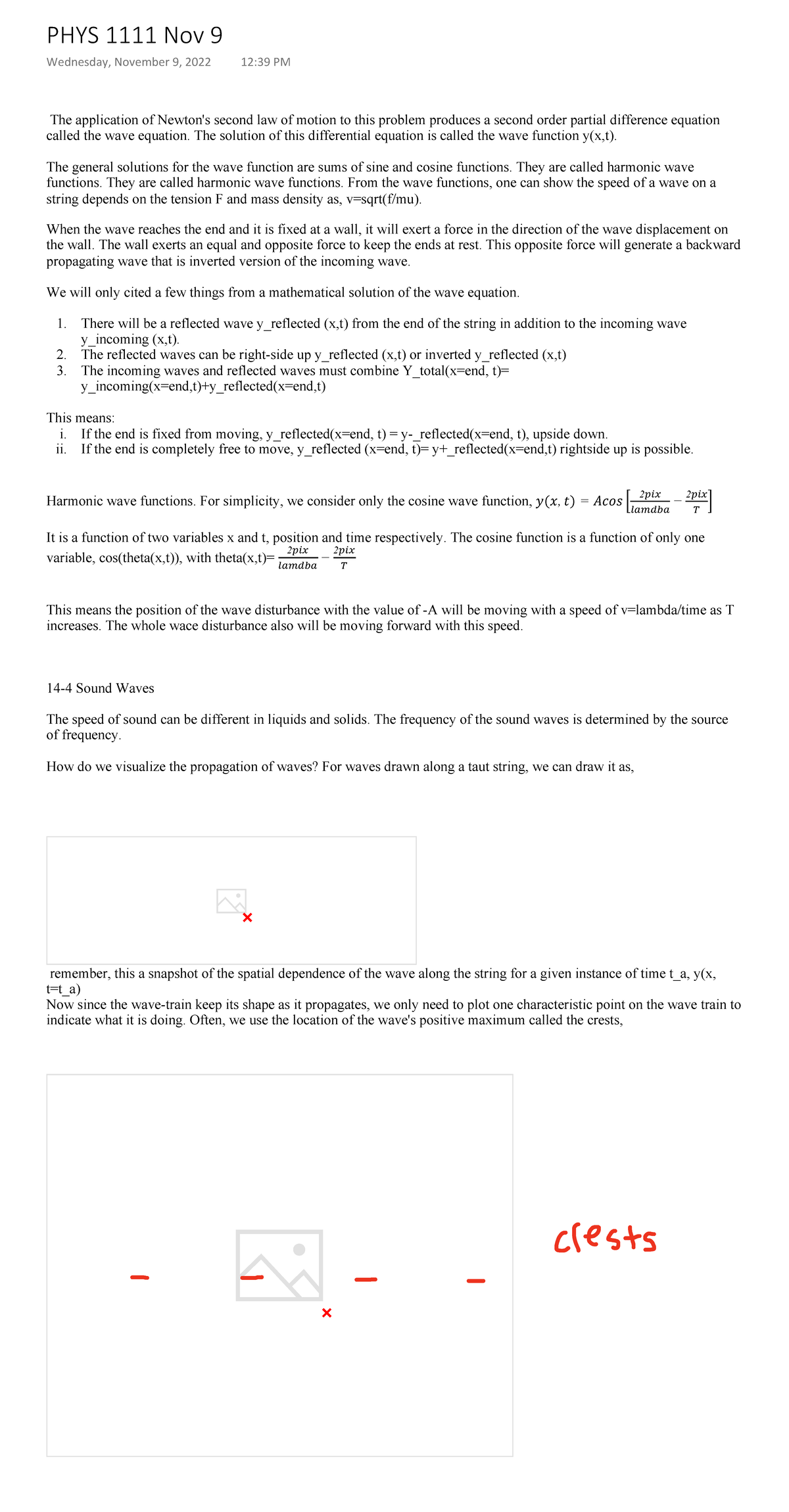 PHYS 1111 Nov 9 - KK Mon - The application of Newton's second law of motion to this problem ...