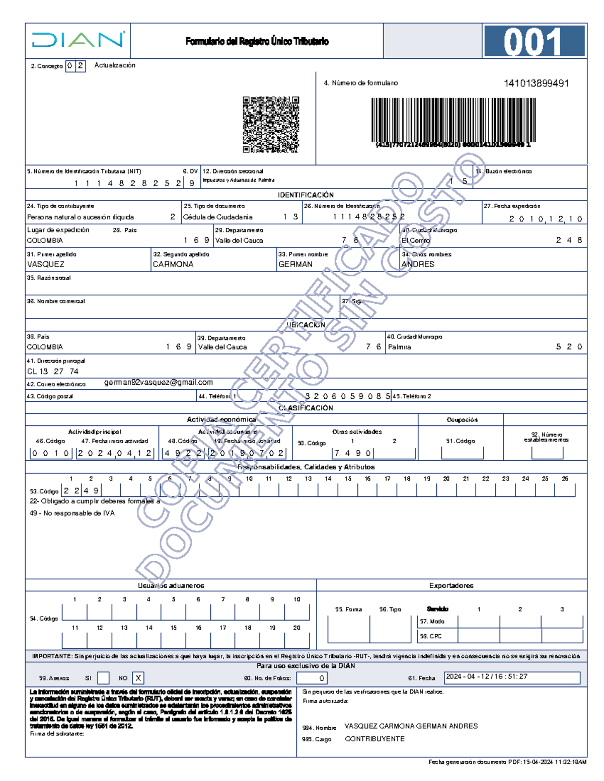 141013899491 - hjfgj - 27. Fecha expedición Exportadores Para uso ...