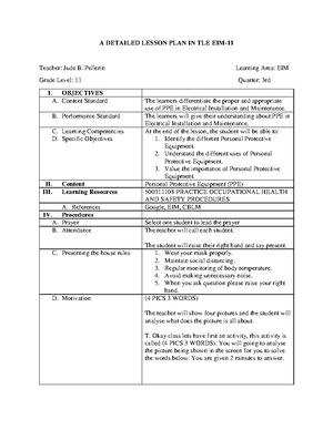 A Detailed Lesson PLAN IN TLE drafting - A DETAILED LESSON PLAN IN TLE ...