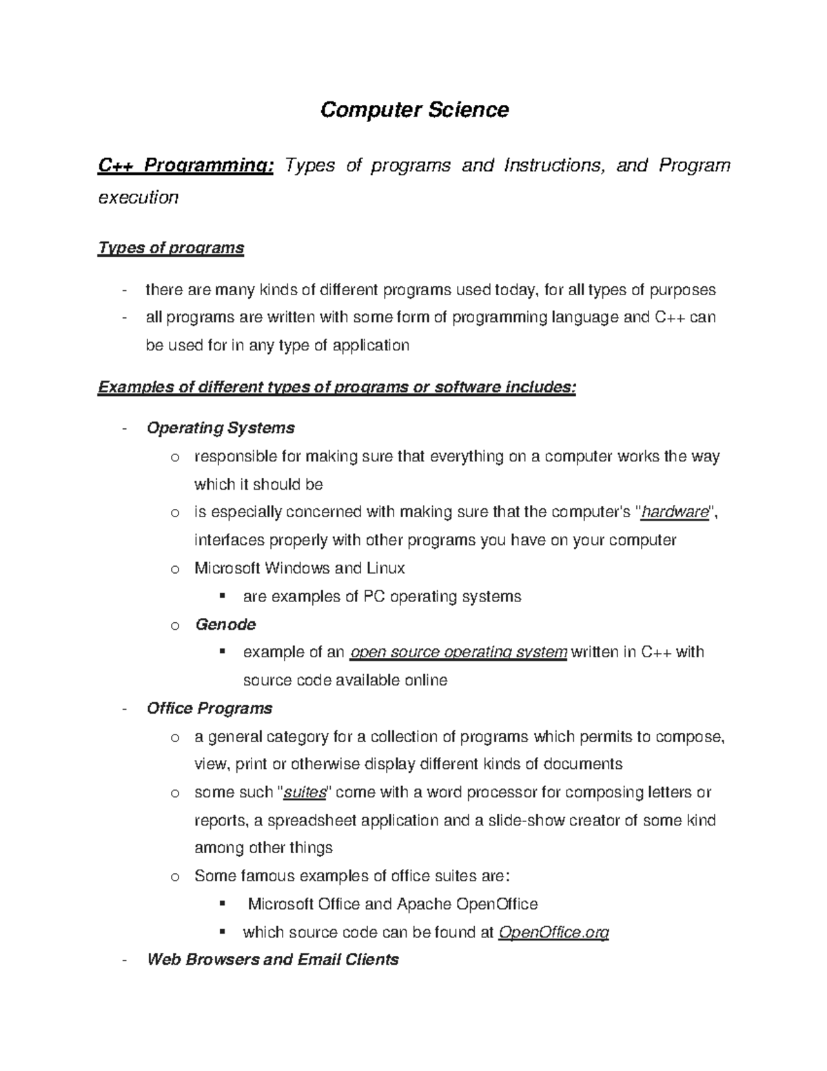 C++ Programming Types of programs and Instructions, and Program ...