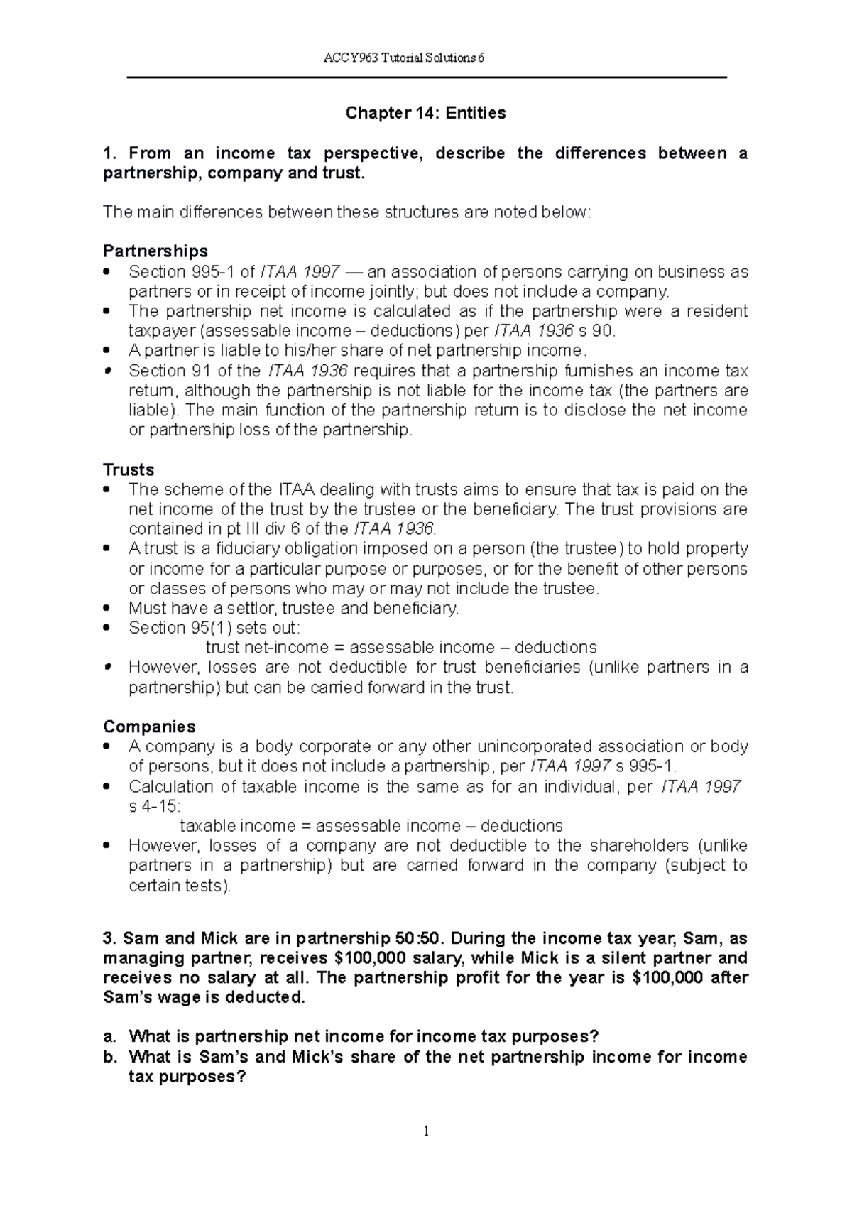 Week 7 tutorial suggested solutions - Chapter 14: Entities From an ...