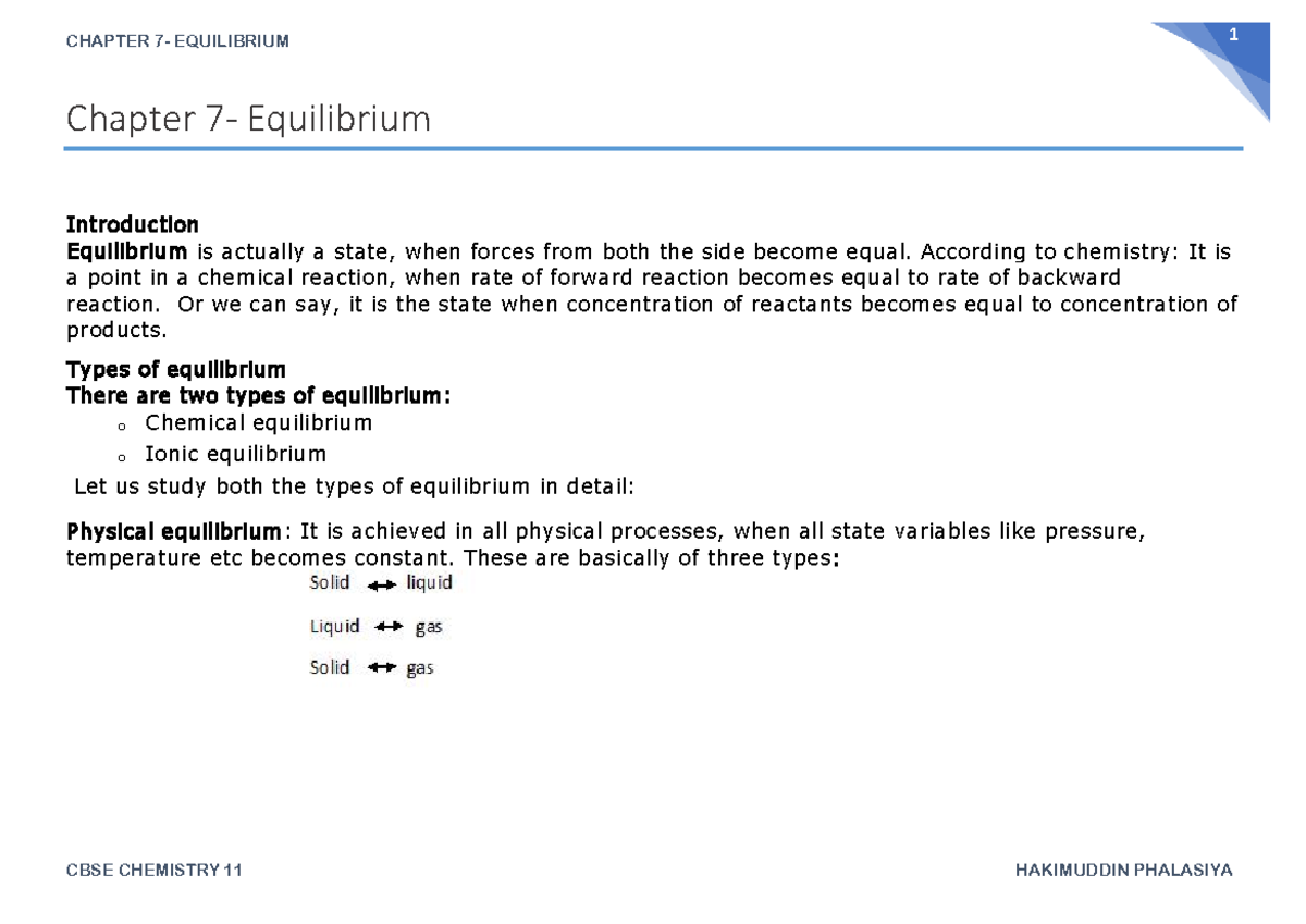 Chapter 7- Equilibrium-ef - CHAPTER 7- EQUILIBRIUM Chapter 7 ...