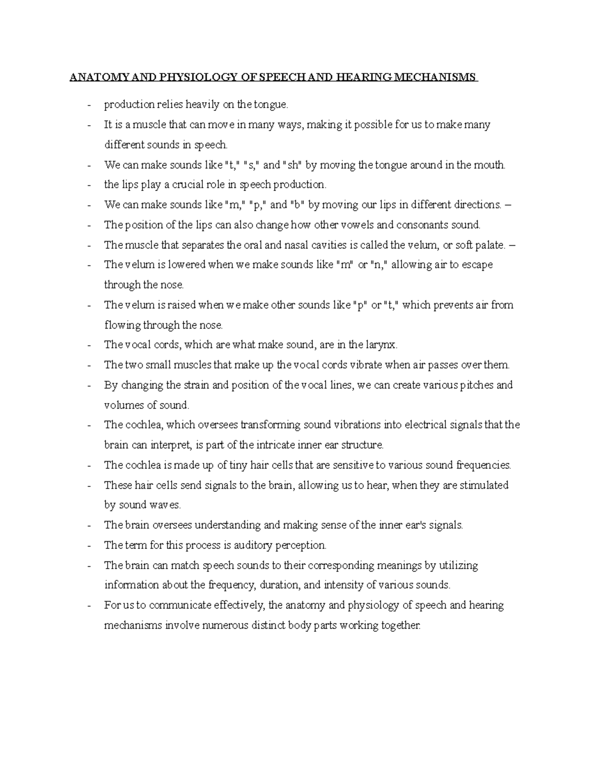 Anatomy AND Physiology OF Speech AND Hearing Mechanisms Notes 2 ...