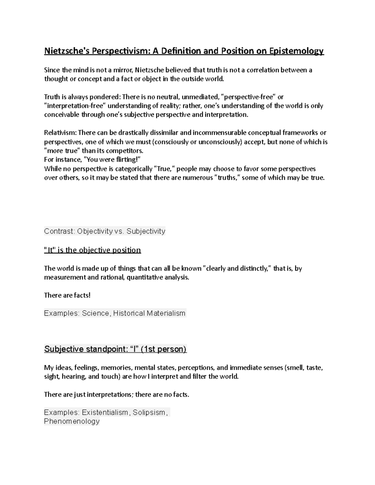 Nietzsche Epistemology 2 - Nietzsche's Perspectivism: A Definition and ...