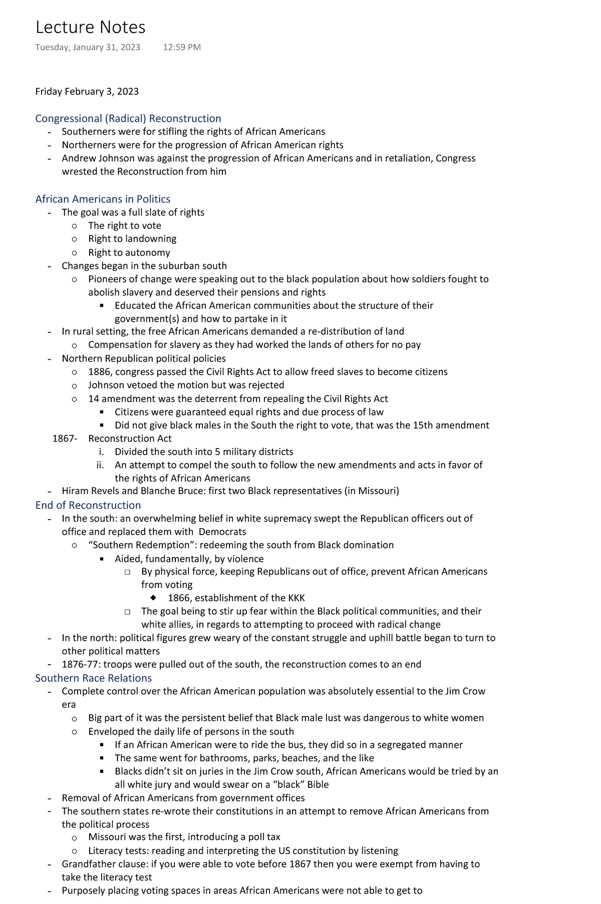 Lecture Notes 232023 - Summary World History To 1500 - Friday February ...