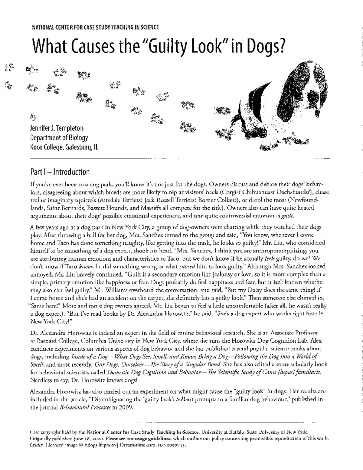 Case Study I:Guilty Dogs - BIOL 4411 - Studocu