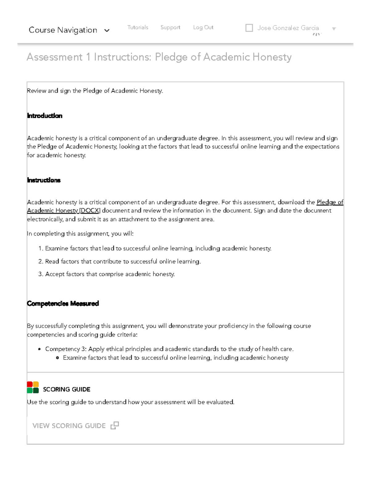 Assessment 1 Instructions Pledge of Academic Honesty – - Assessment 1 ...