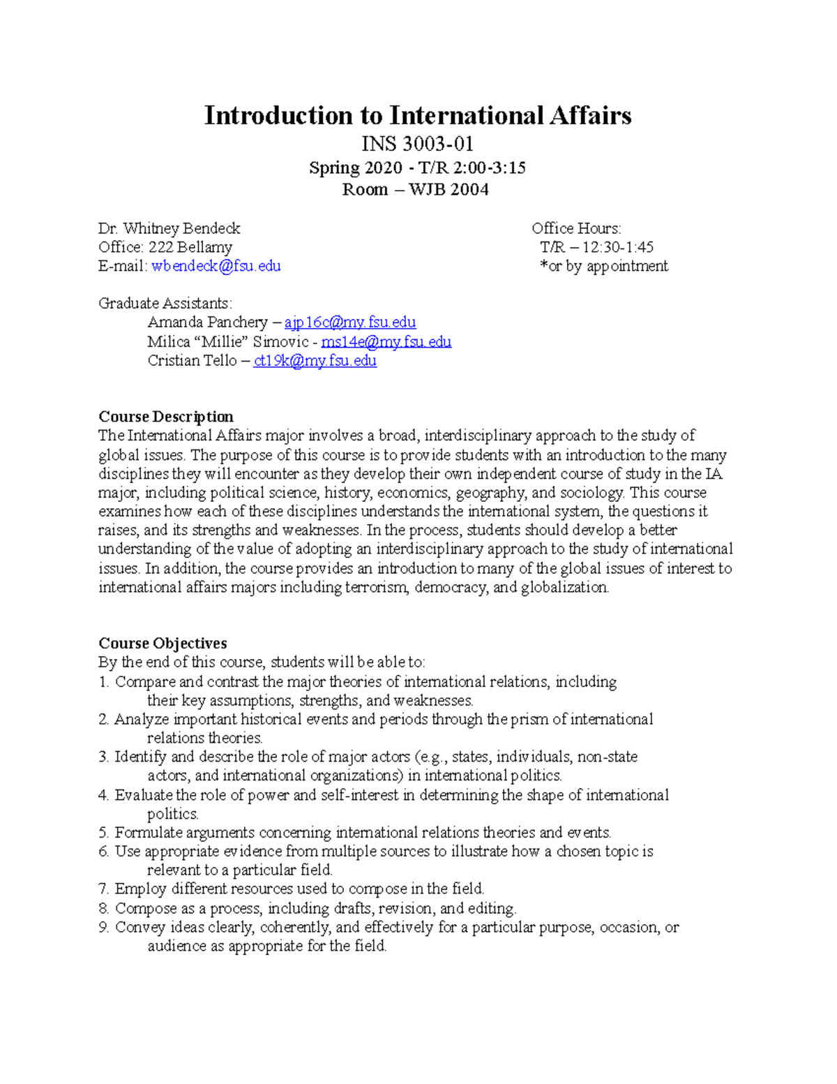 Introduction to International Affairs Syllabus (Spring 2020)-1 - Introduction to International ...