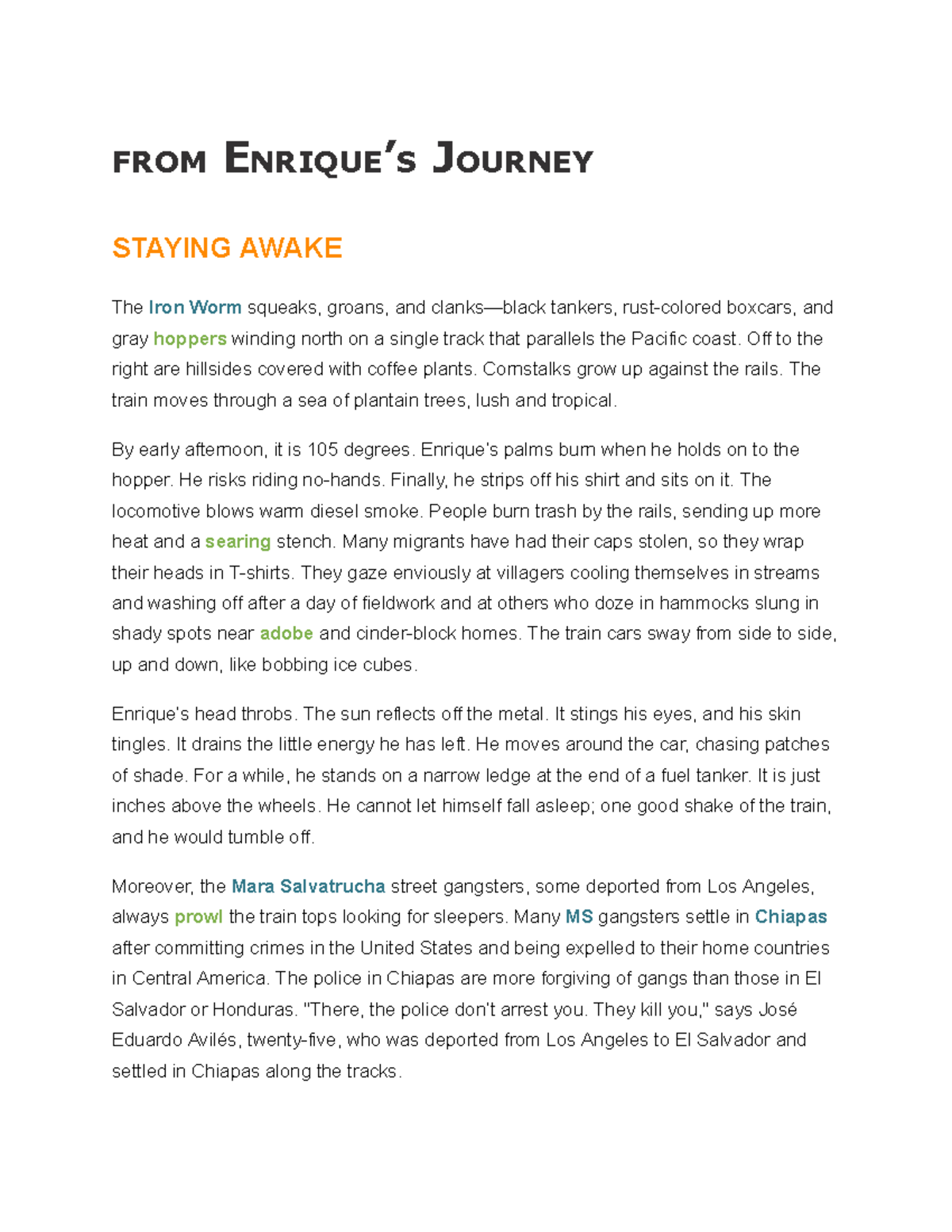 From Enrique’s Journey - FROM ENRIQUE’S JOURNEY STAYING AWAKE The Iron ...