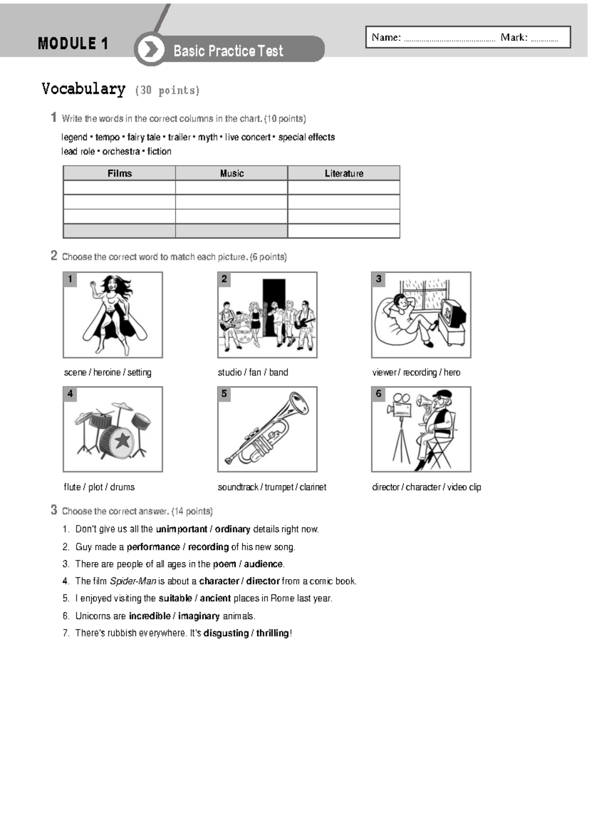 Final exam exercises to revise - MODULE 1 Basic Practice Test Name ...