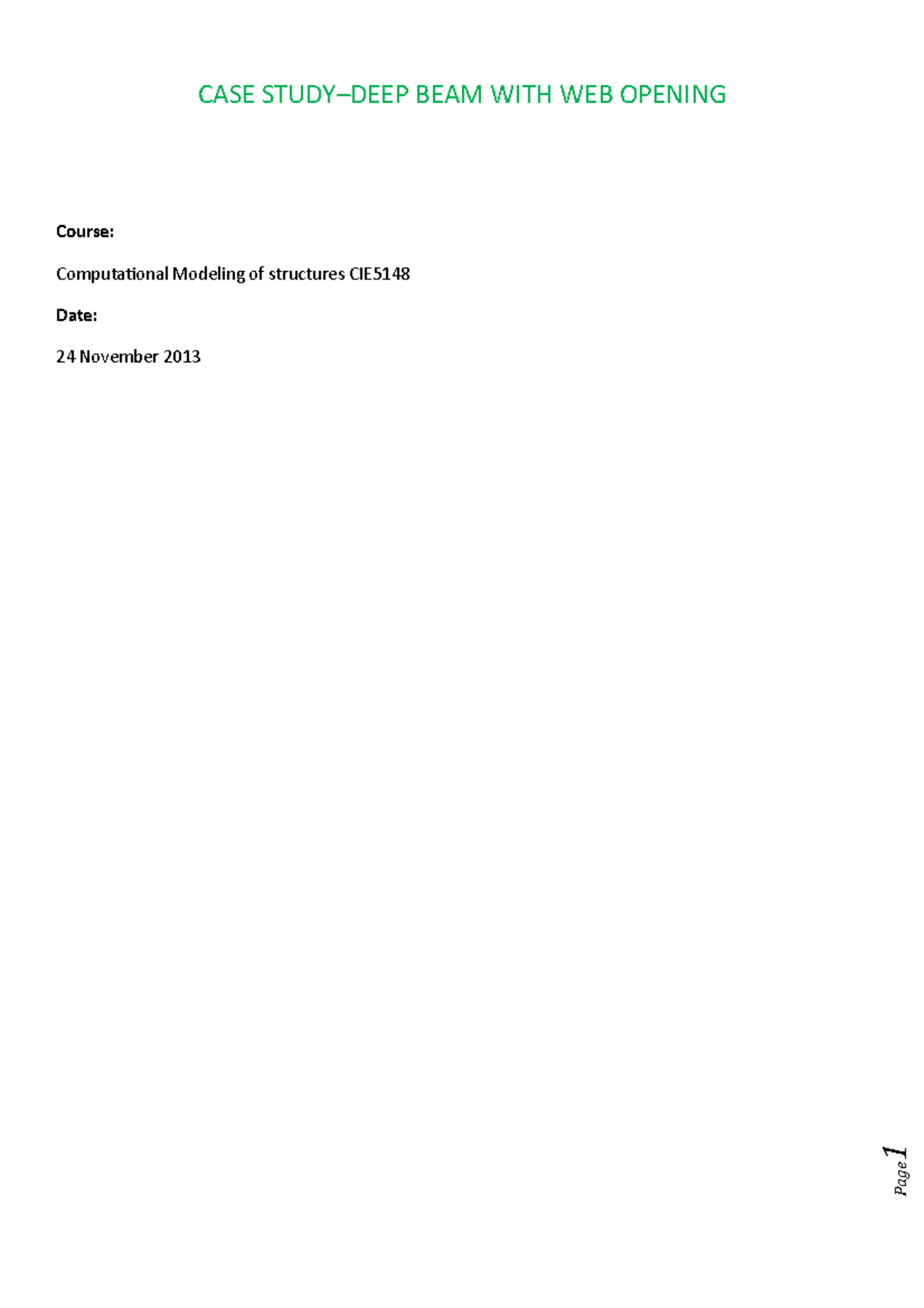 CASE STUDY–DEEP BEAM WITH WEB OPENING - CASE STUDY–DEEP BEAM WITH WEB ...