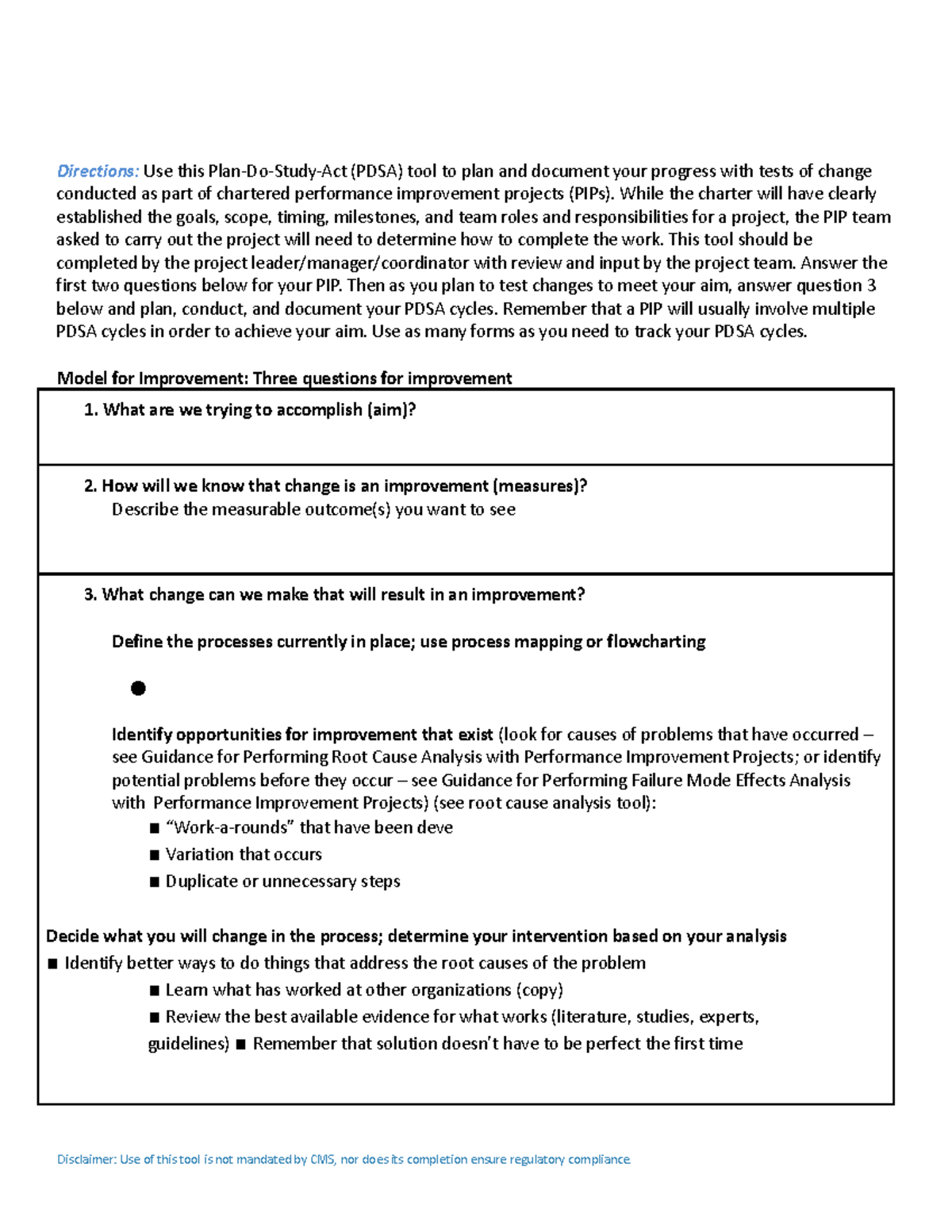 PDSA Cycle - nurs 1535 - CNM - Studocu