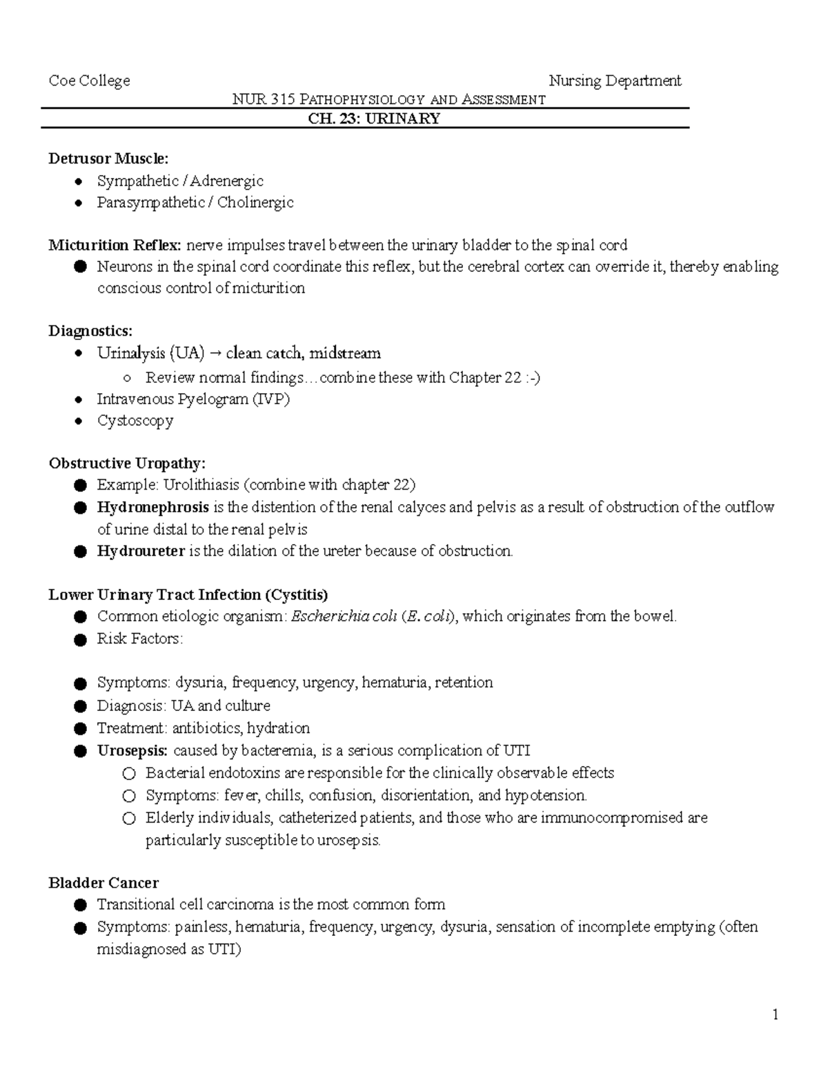 Ch. 23 Guided Notes - Coe College Nursing Department NUR 315 ...