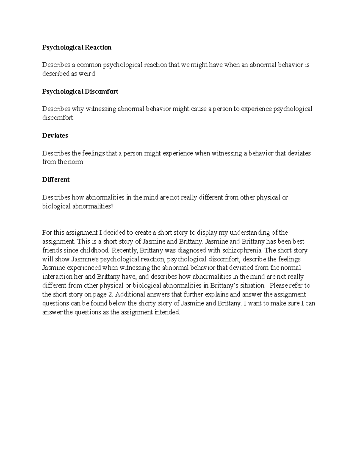 PSY-215-Module One Milestone PDF- Kyla Simmons - Psychological Reaction ...