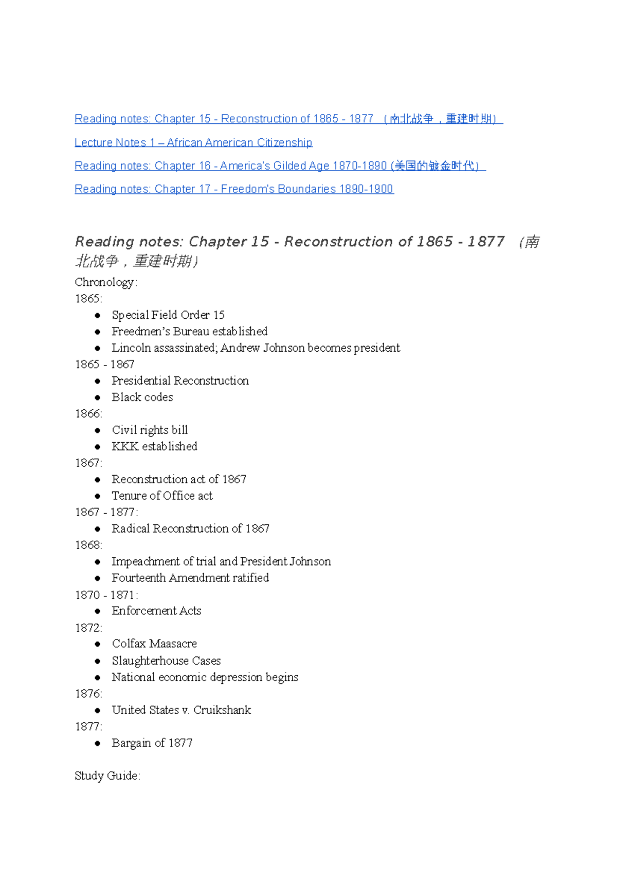 HIST 2112 - Chapter 15-16 book notes - Reading notes: Chapter 15 ...