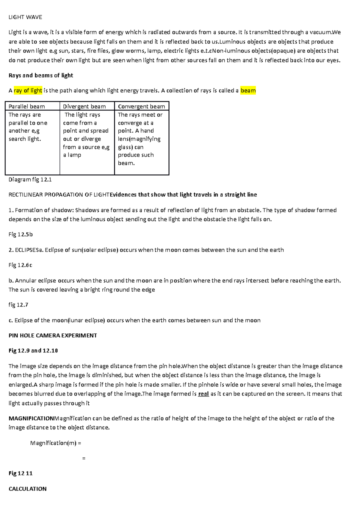 Light WAVE - note - LIGHT WAVE Light is a wave, it is a visible form of ...