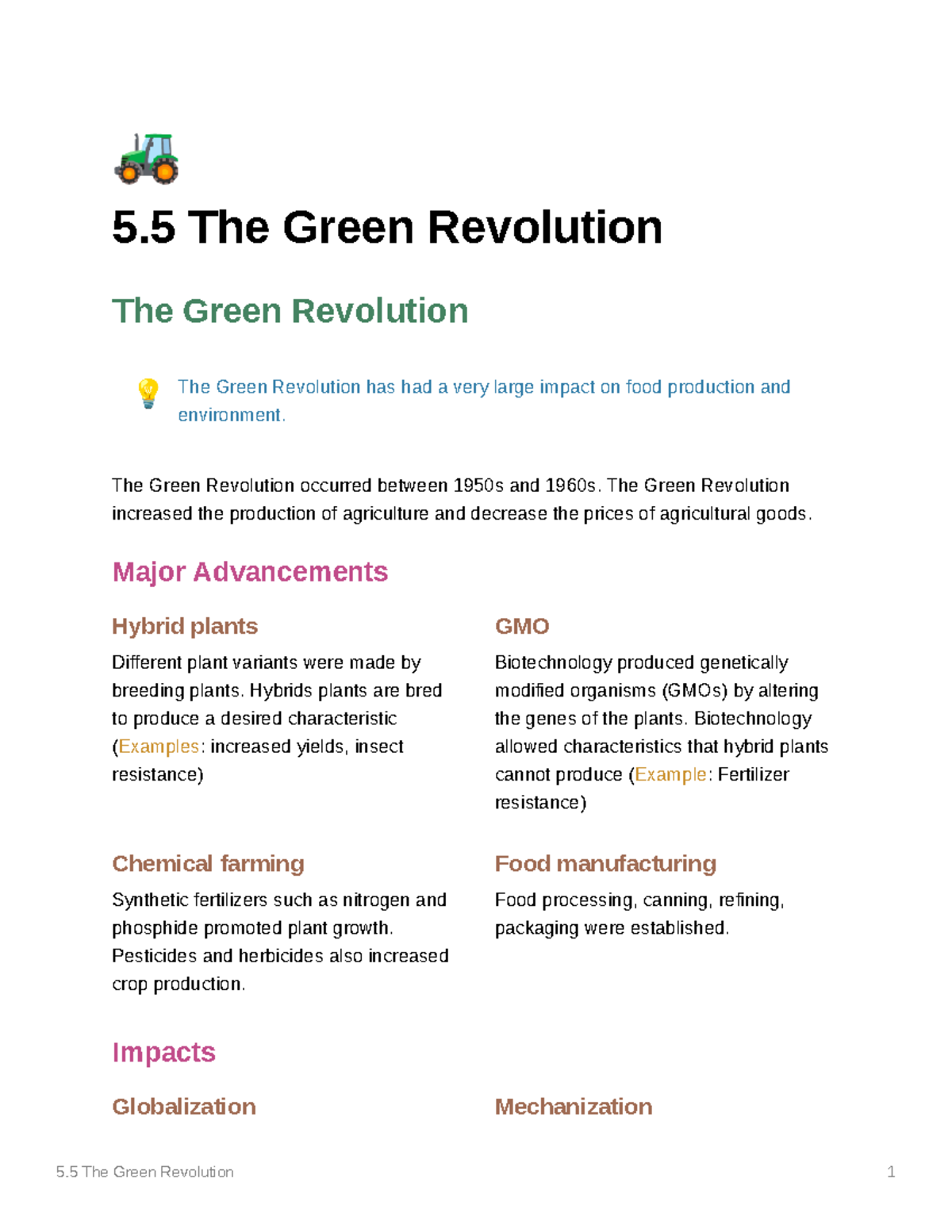 The green revolution - Professor: Benjamin Sinn - 5 The Green ...
