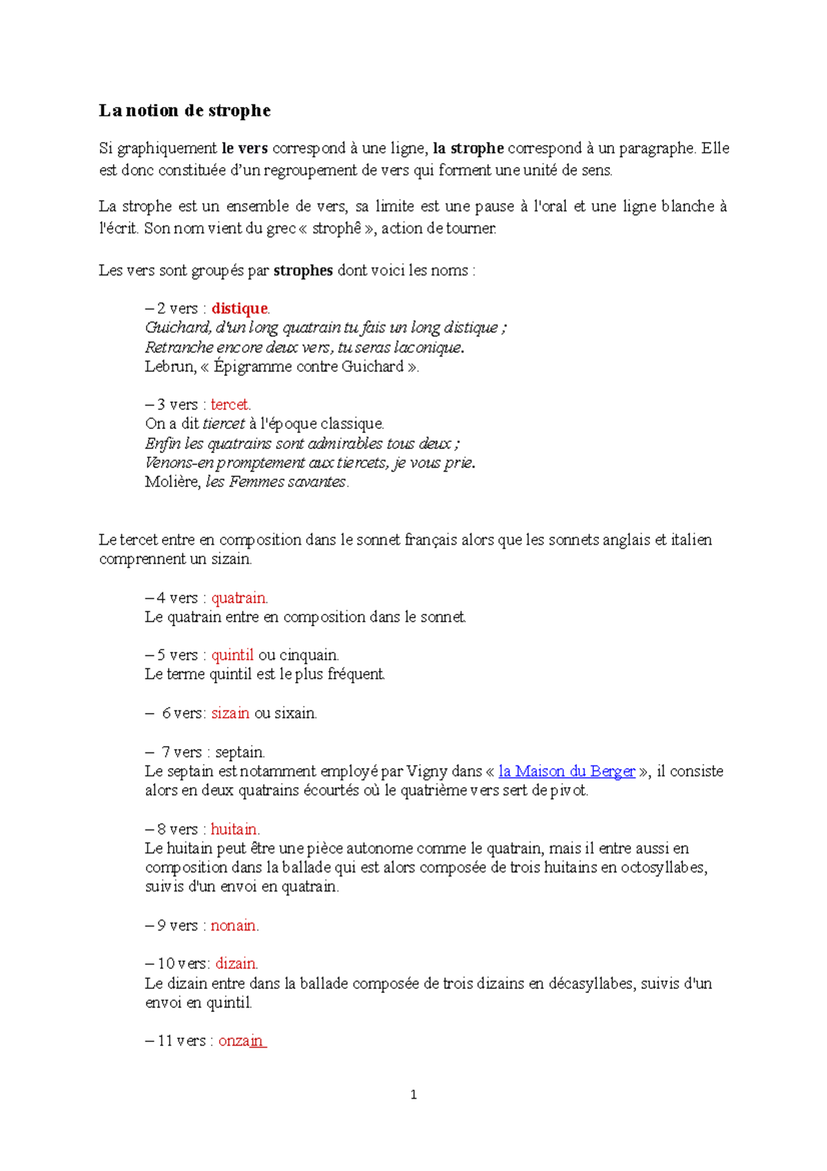 La notion de strophe - Elle est donc constituée d’un regroupement de ...