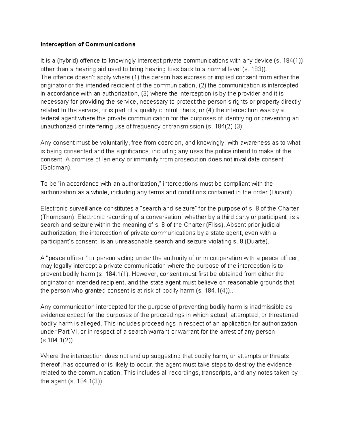 Interception of Communications - 184(1)) other than a hearing aid used ...