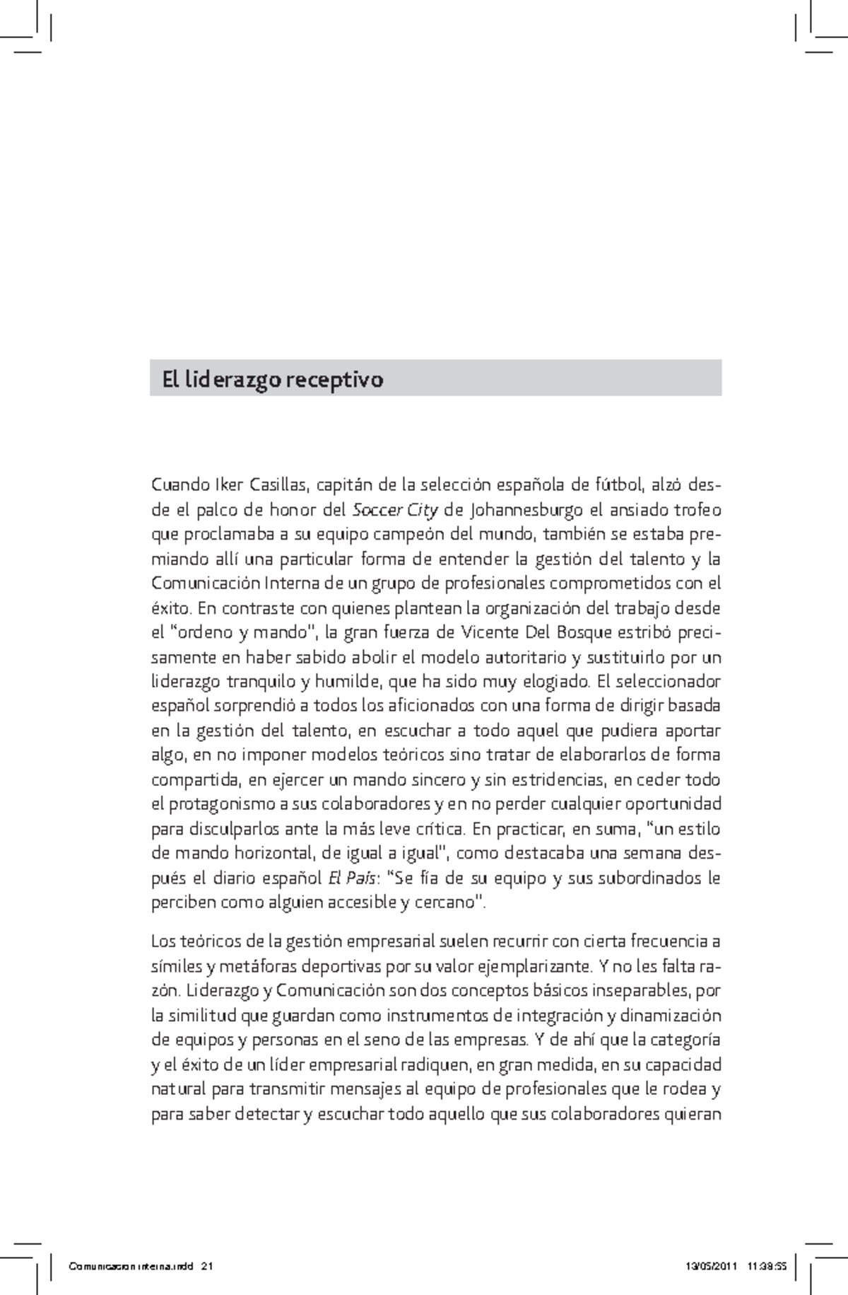 Pdf 6 editado - El liderazgo receptivo Cuando Iker Casillas, capitán de la selección española de ...