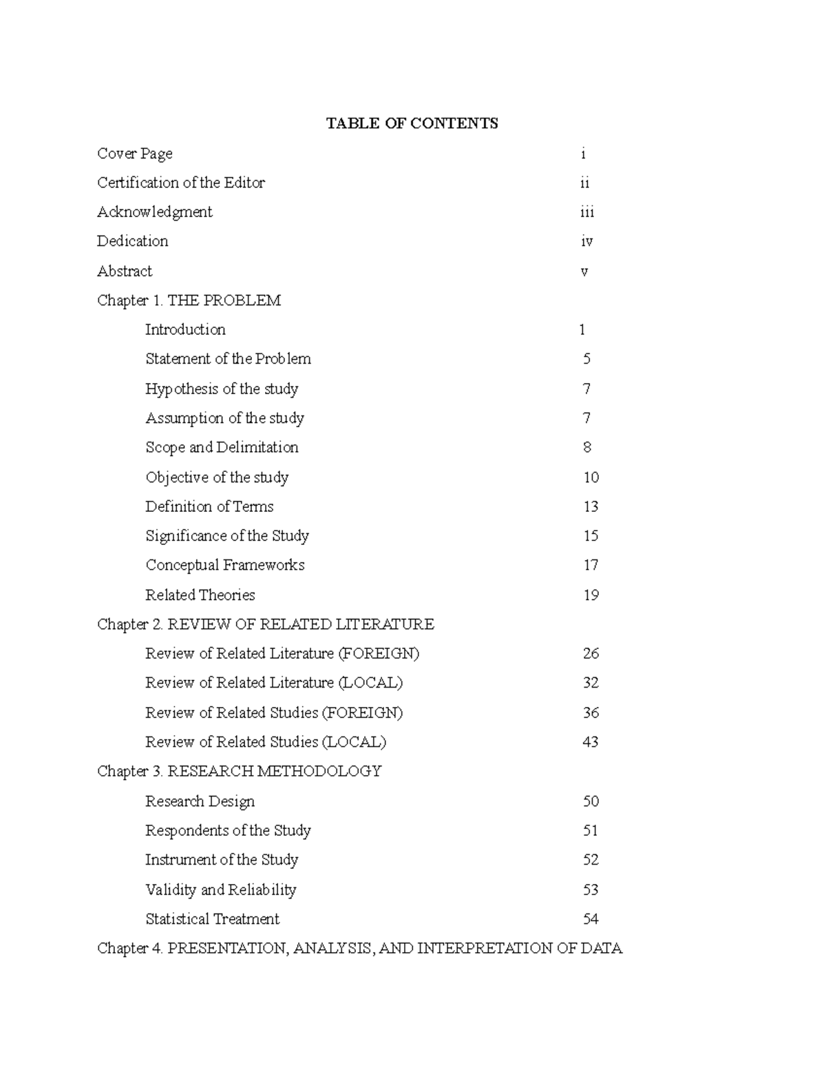 Tableofcontents - TABLE OF CONTENTS Cover Page i Certification of the ...