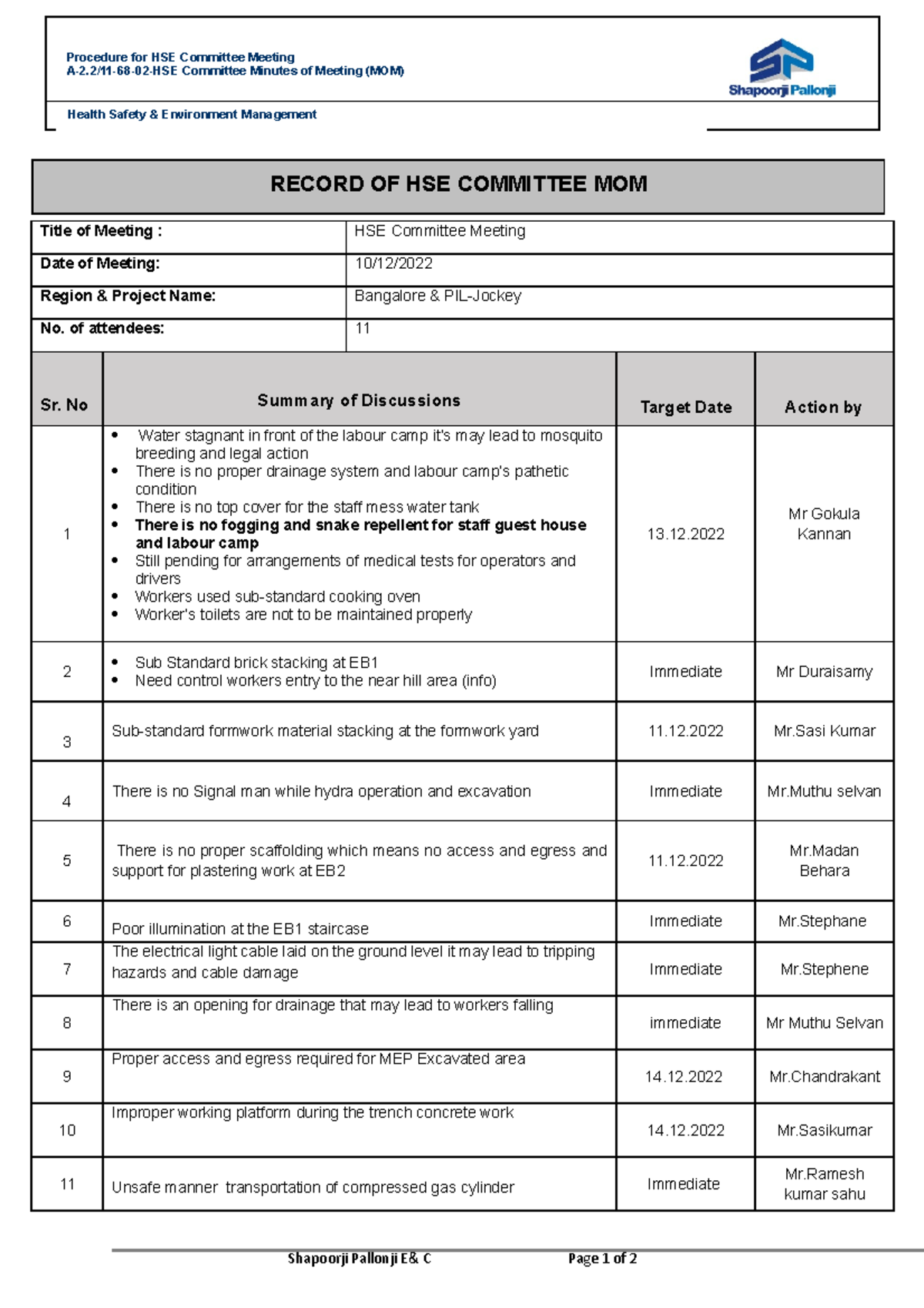 A-2.211-46-06 MOM HSE Committee - Procedure for HSE Committee Meeting A ...