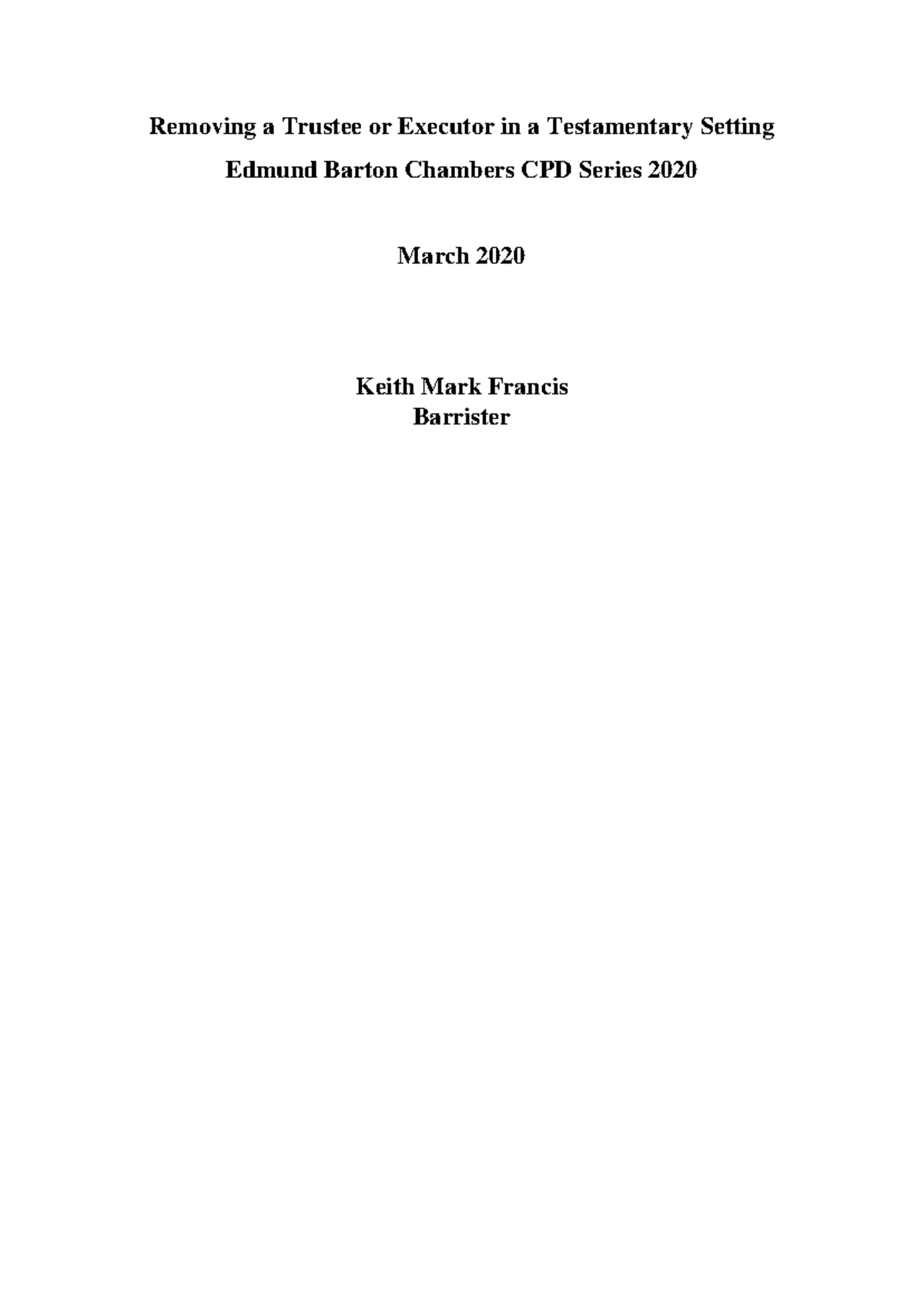 Removing Trustee Executor Testamentary revocation of probate - Removing ...