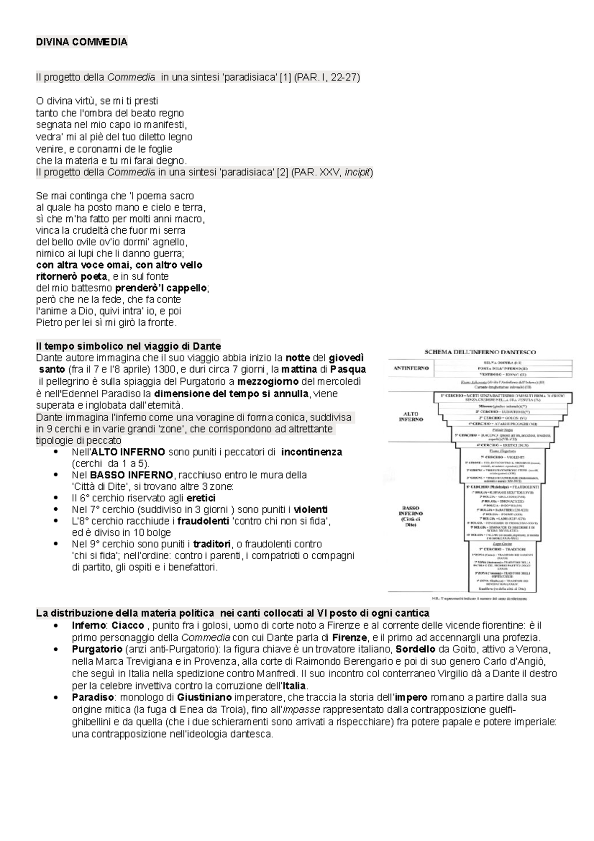 Inferno Dante - Lecture notes 1 - DIVINA COMMEDIA Il progetto della ...