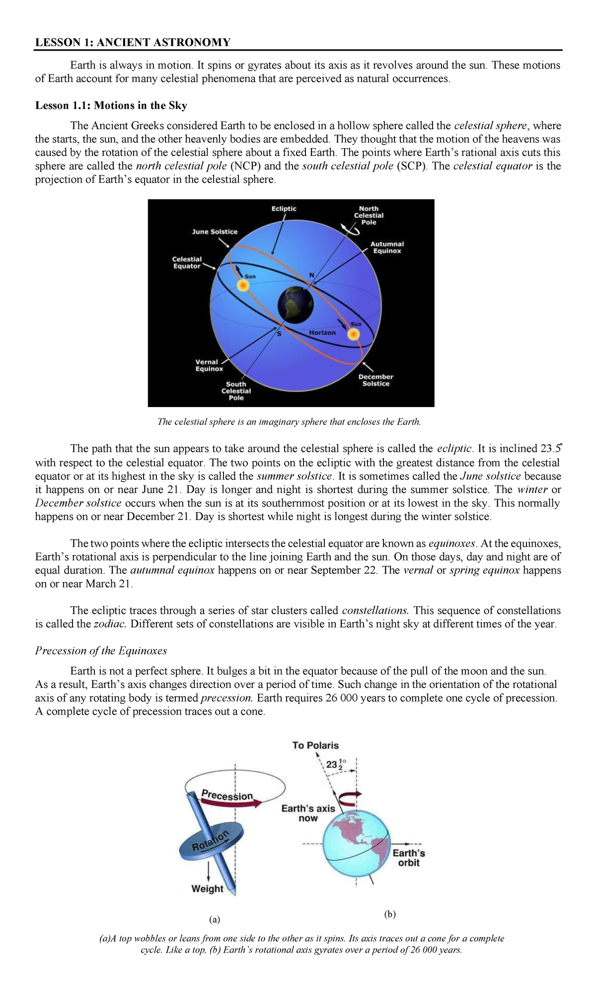 Physical- Science-Q4-LAS1 - LESSON 1 : ANCIENT ASTRONOMY Earth is ...