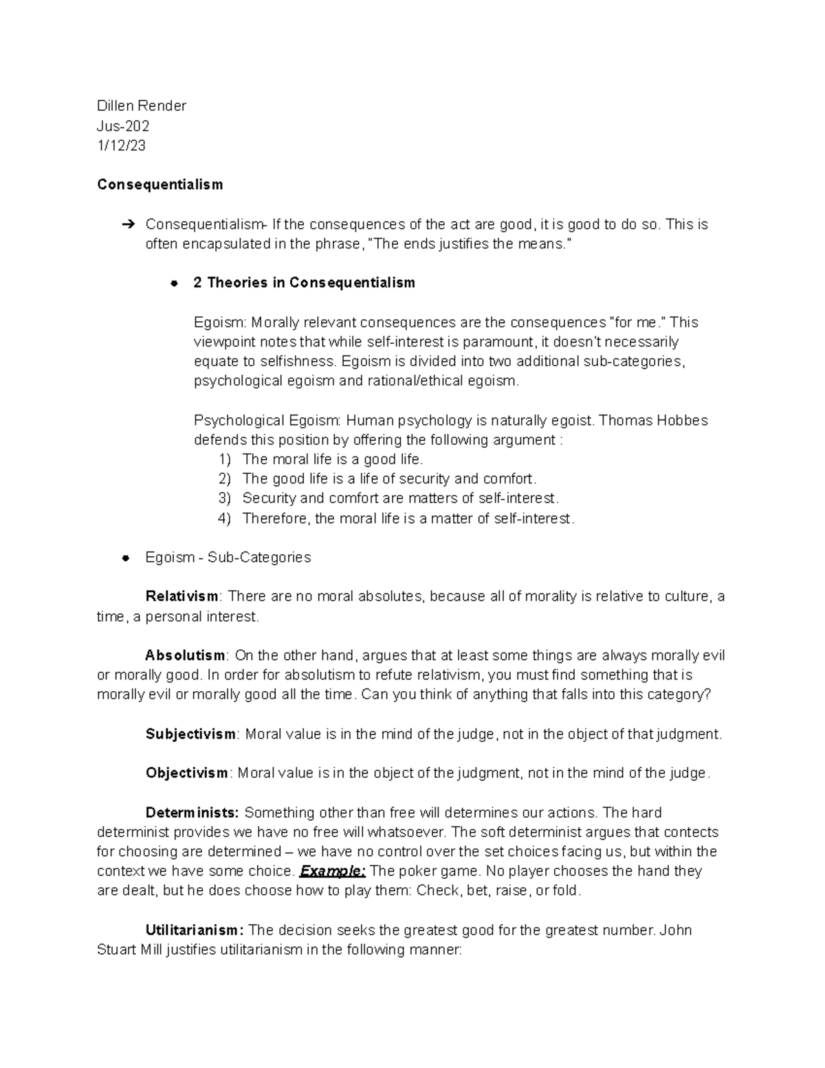 Criminal Justice 202 (Whole course) - Dillen Render Jus- 1/12 ...