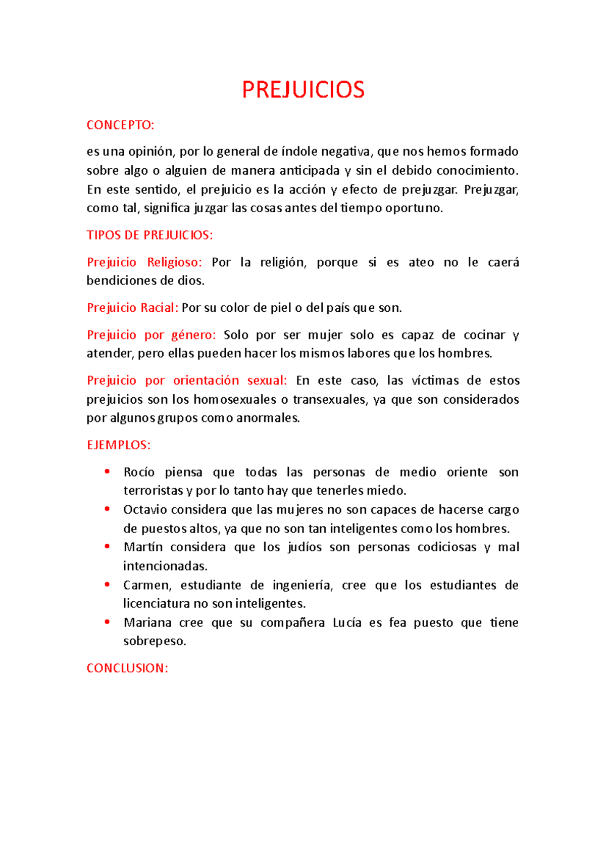 Prejuicios - MKMVFMBMBBMBKKKKKKKKKKKKKKKKKKK - PREJUICIOS CONCEPTO: es ...