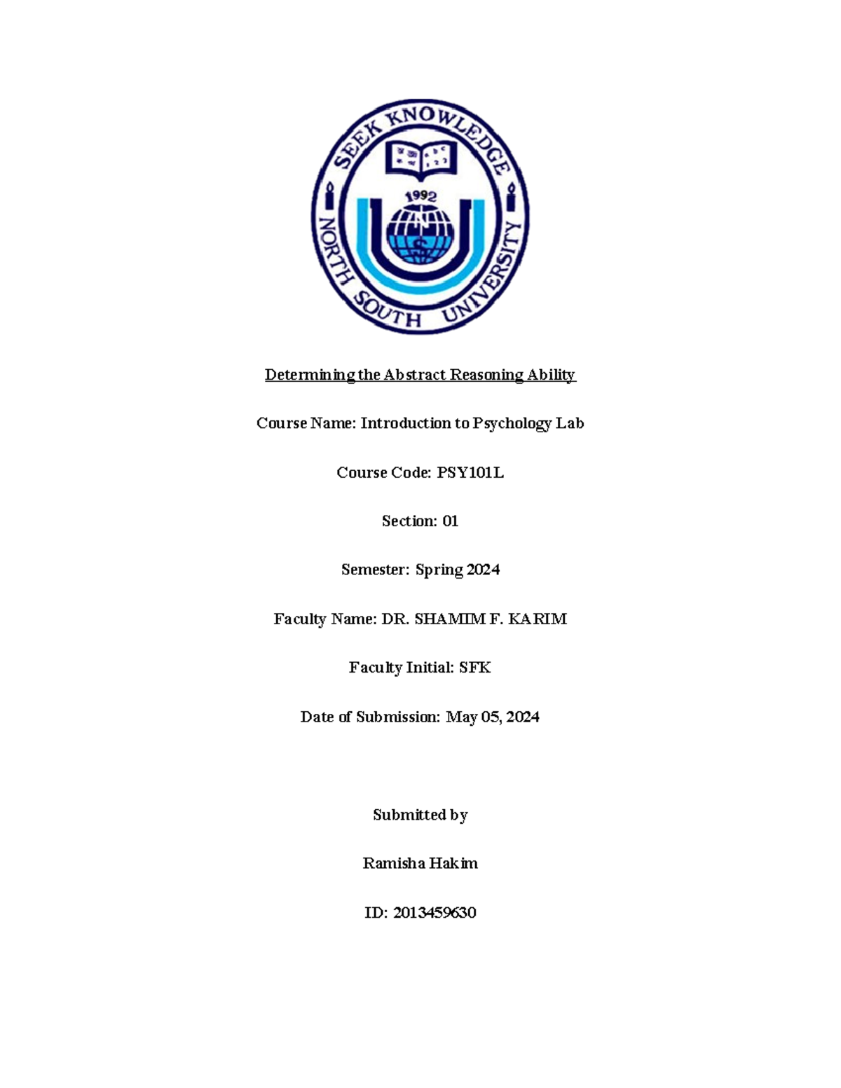 Exp 2 - exp 2 in the course - Determining the Abstract Reasoning ...